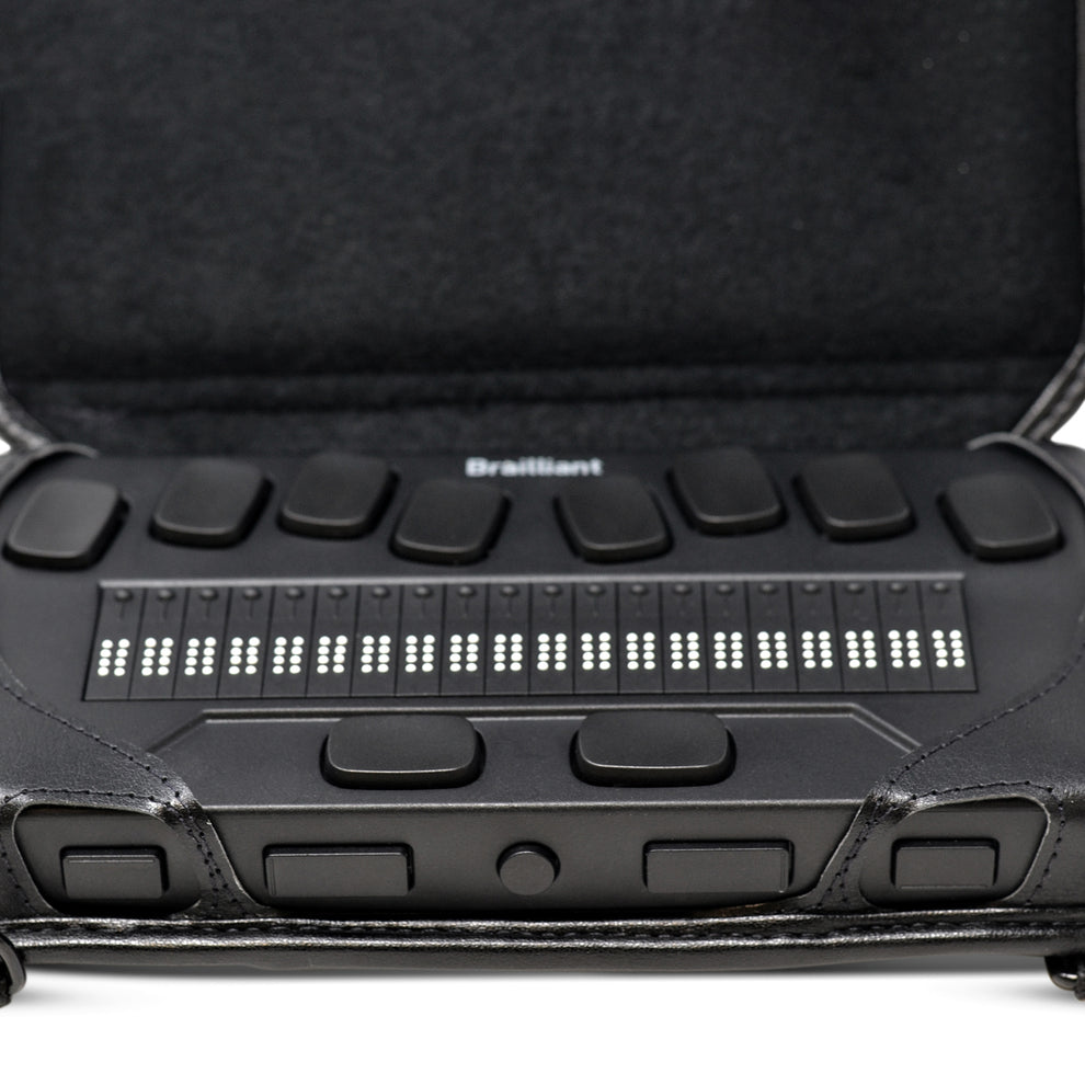 HumanWare Brailliant Bi 20x Fitted Black Leather case with straps by T ...